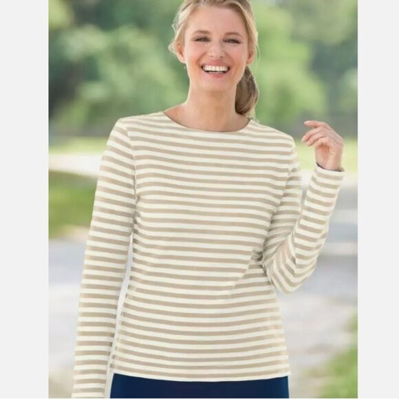 Appleseed's | Tops | New Choose Plus Sz X Or 3x Khaki Striped Soft ...